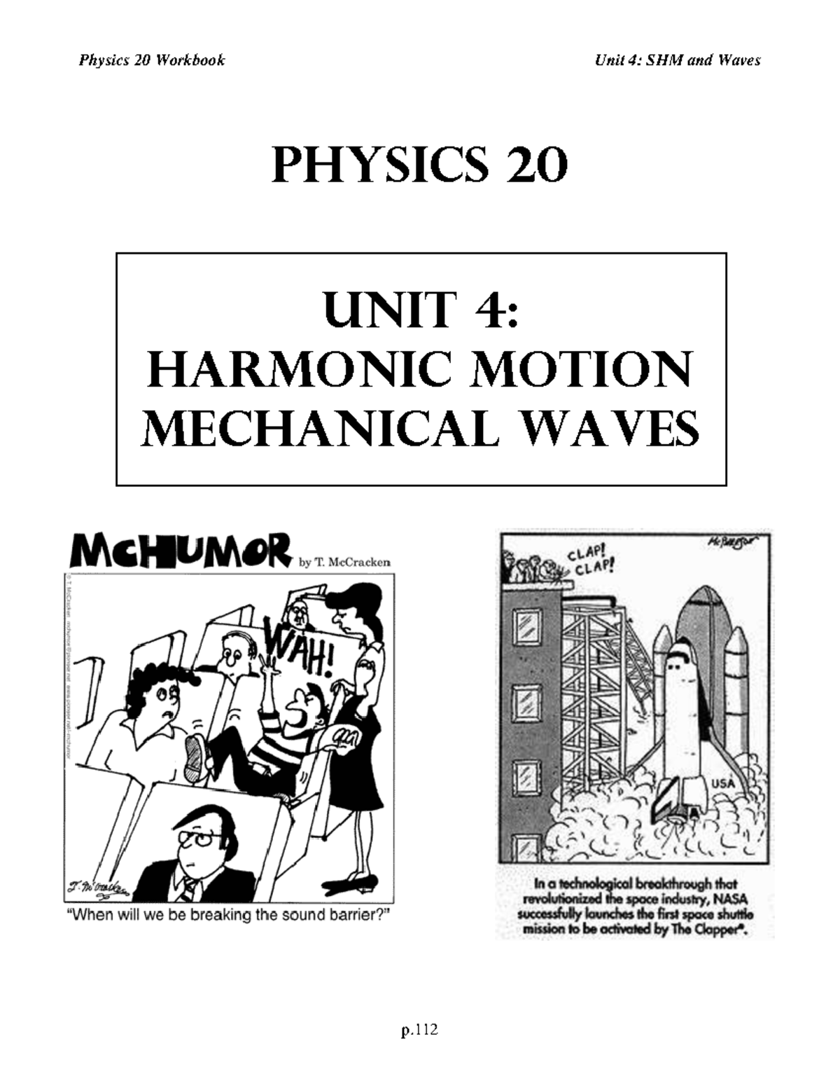 Physics 20 Workbook: Unit 4 - SHM, Waves, and Solutions Guide - Studocu