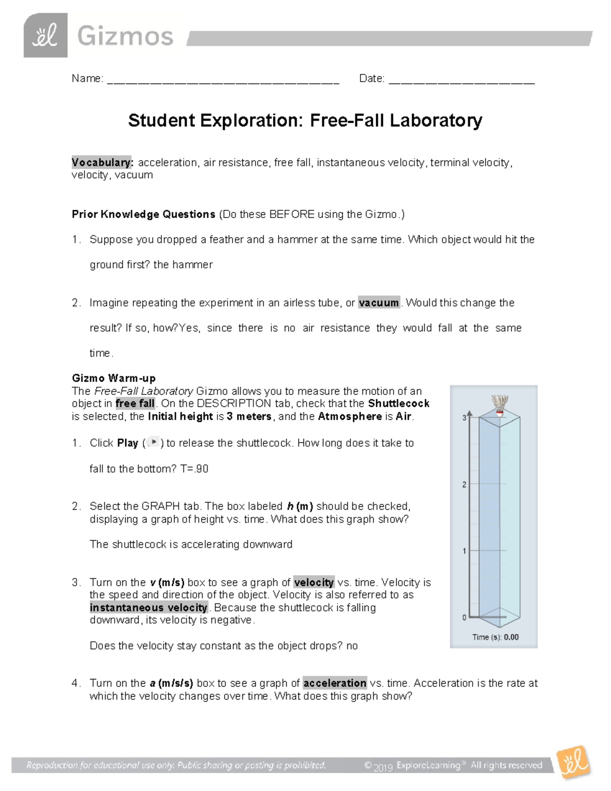 Free Fall SE: Understanding Motion, Acceleration, and Terminal Velocity ...