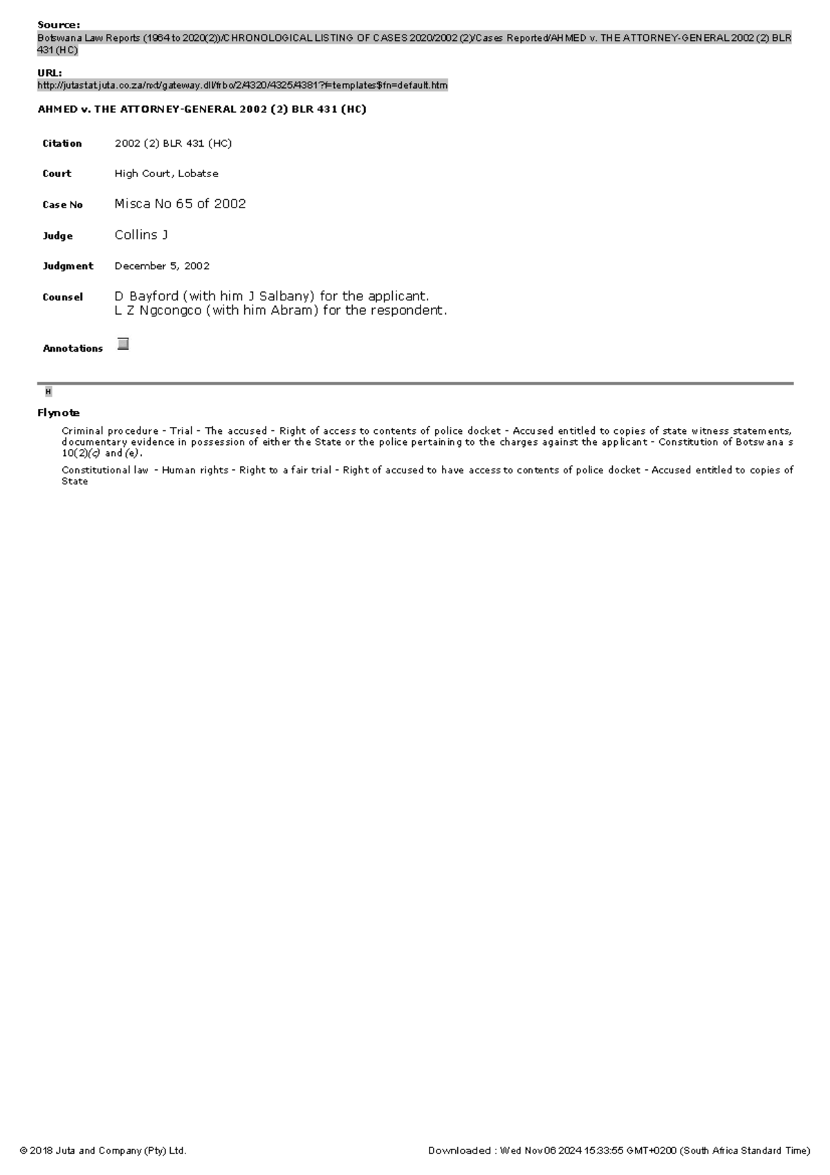 "Case Study: Ahmed v. The State - Access to Police Docket in Criminal ...