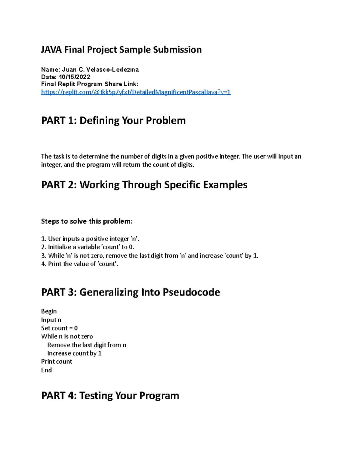 Java Script Touch Stone - JAVA Final Project Sample Submission Name ...