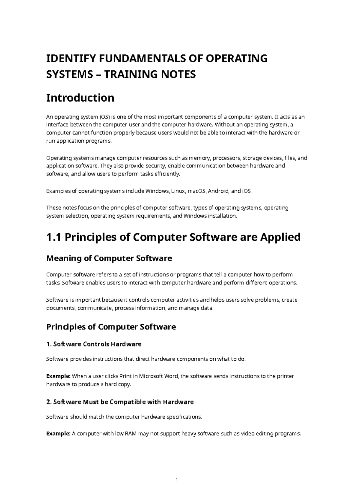 Fundamentals of Operating Systems (OS) Training Notes - Studocu