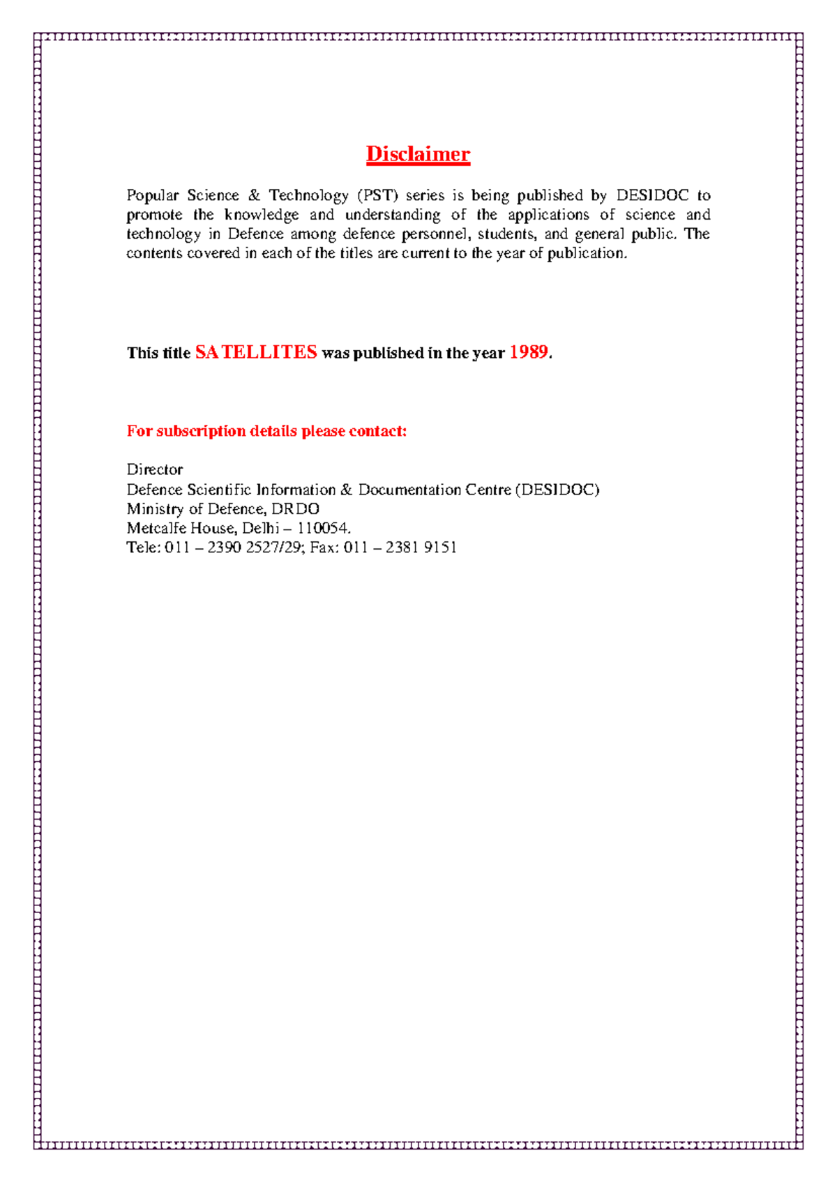 Satellites - Lecture Notes (PST Series) - Studocu
