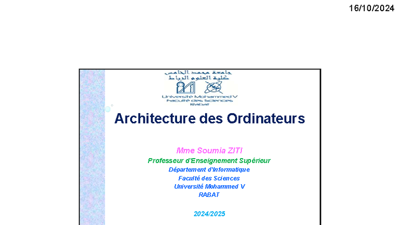 Architecture des Ordinateurs - Cours Complet (SC 101) - Studocu