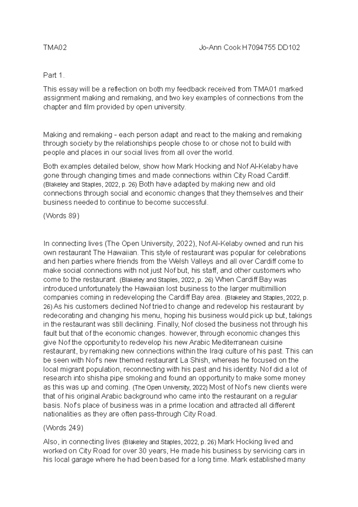 TMA02 Essay: Exploring Social Connections and Economic Change - Studocu