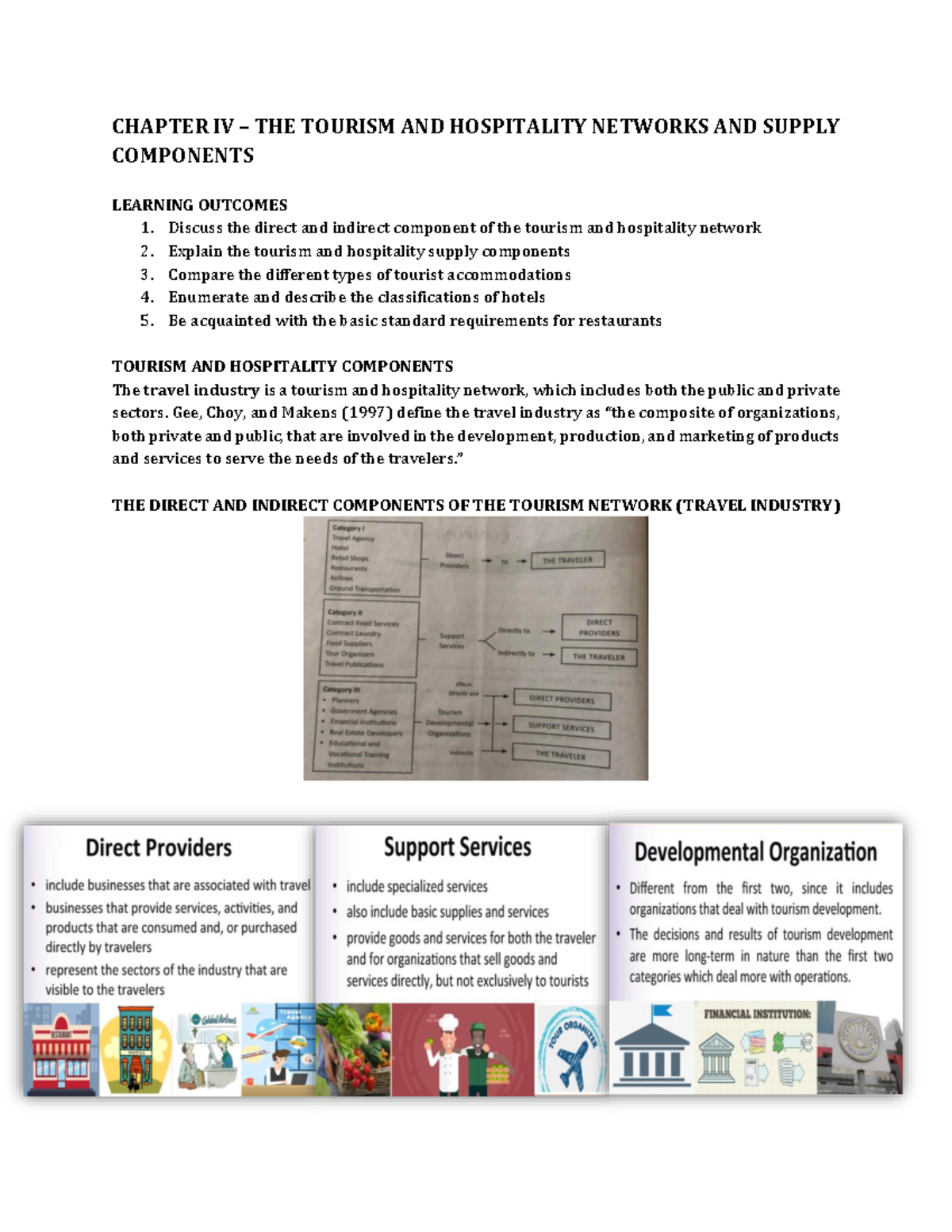 Chapter IV: Tourism & Hospitality Networks & Supply Components - Studocu