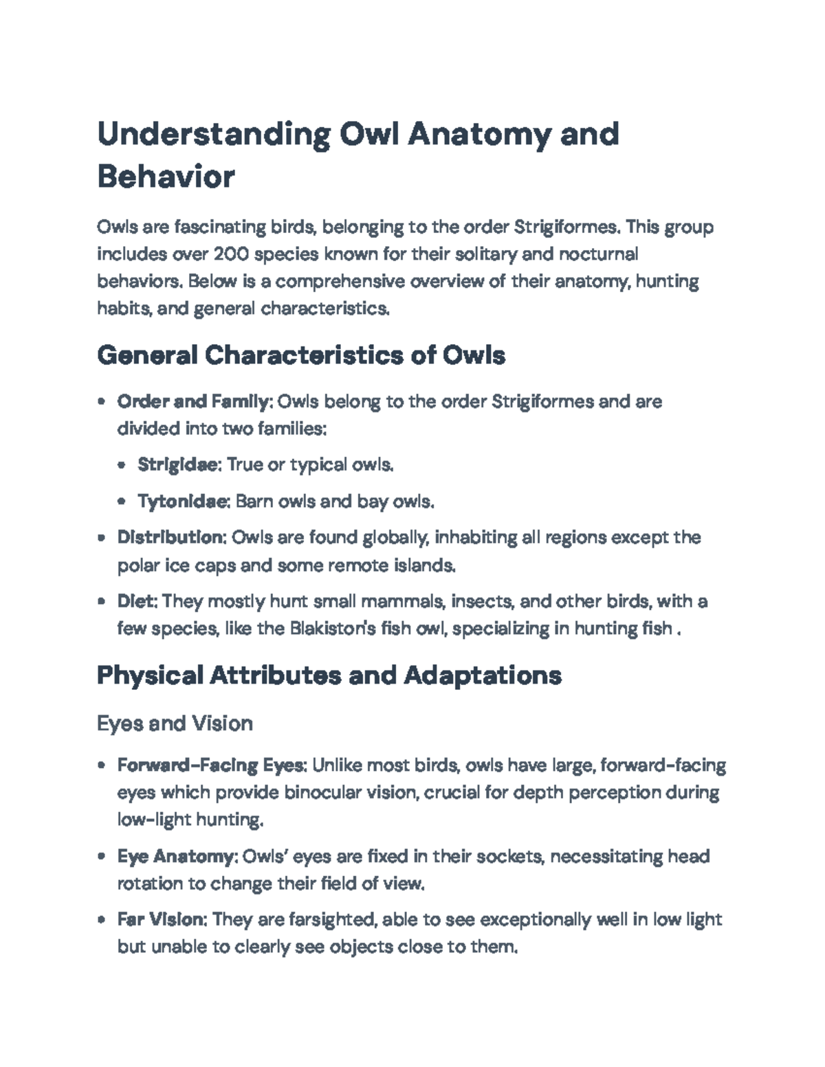 Understanding Owl Anatomy and Behavior: A Comprehensive Overview ...