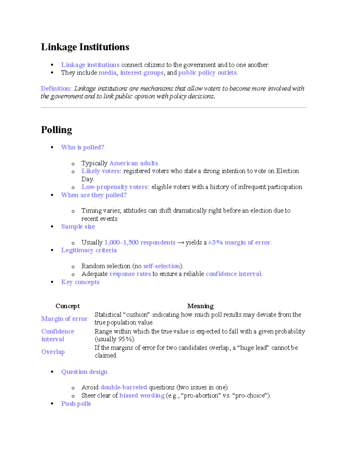 Linkage Institutions and Voting Behavior: A Study (POL 101) - Studocu
