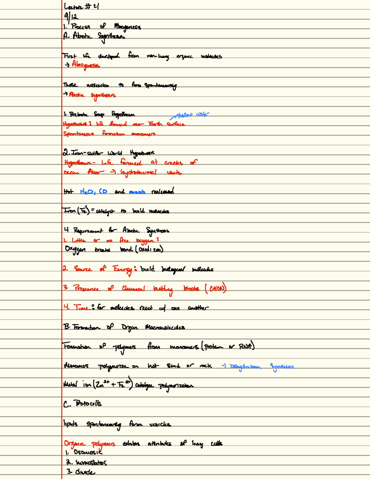 Biology 101 Lecture 21: Process of Abiogenesis and Early Life - Studocu