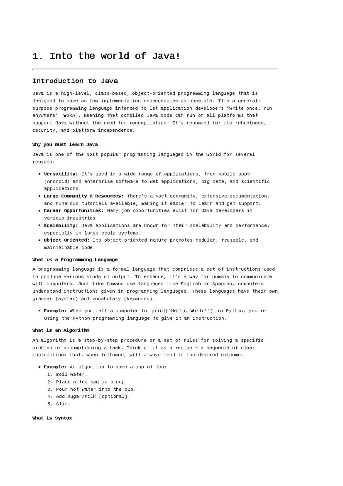 Java 1 Comprehensive Introduction To Java Programming Studocu