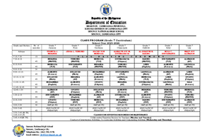 Monitoring Tool for SY 2025-2026 Class Opening - DepEd Region IX - Studocu