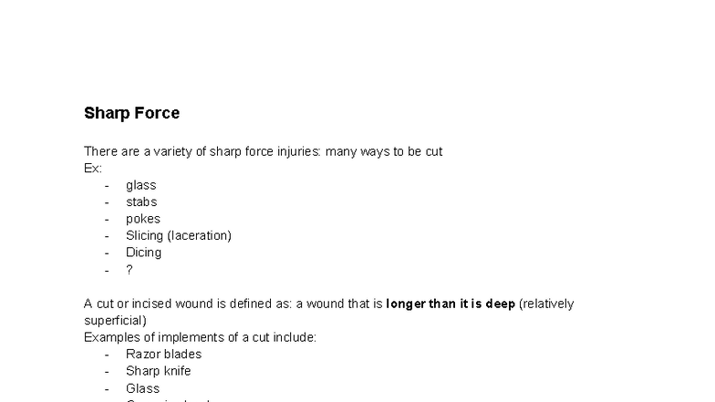 Analysis of Sharp Force Injuries: Patterns, Causes, and Complications ...