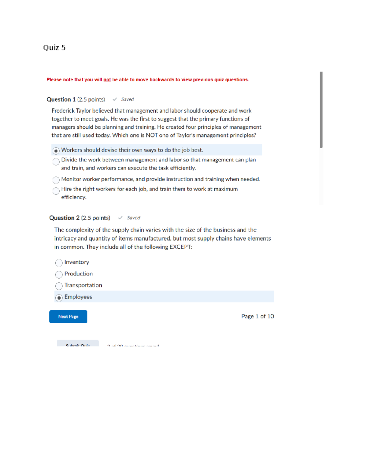 Week 5, Quiz 5 - Quiz 5 Please note that you will not be able to move ...