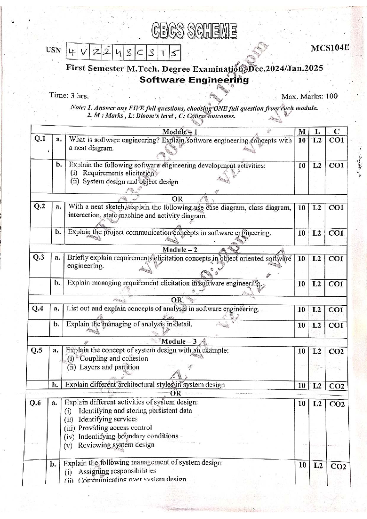 MCS104E SE Previous Year Question Paper - 1st Sem Exam - Studocu