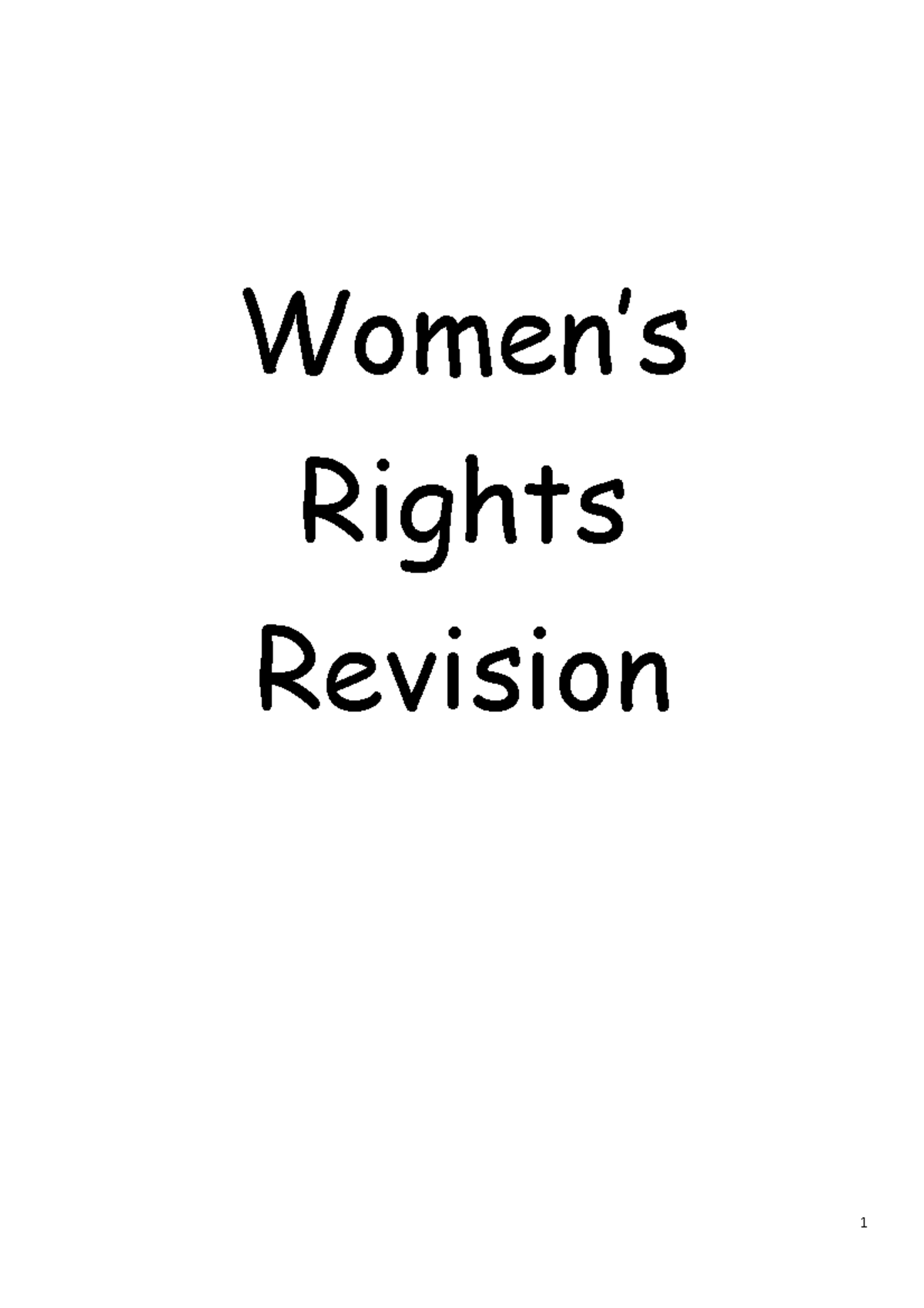 A2 History OCR Women's Rights Revision Guide and Key Statistics - Studocu