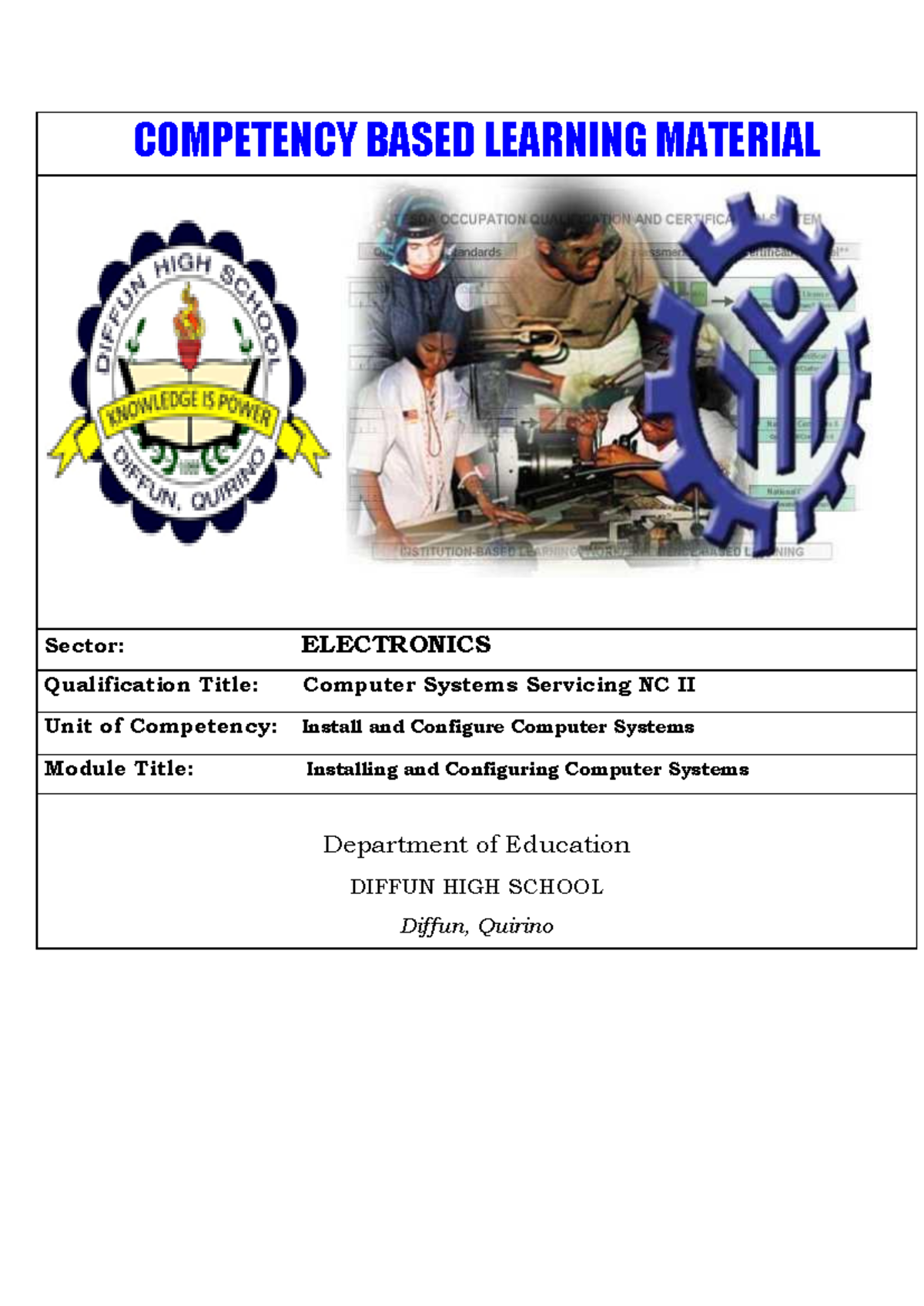 Install and configures cblm - COMPETENCY BASED LEARNING MATERIAL Sector ...