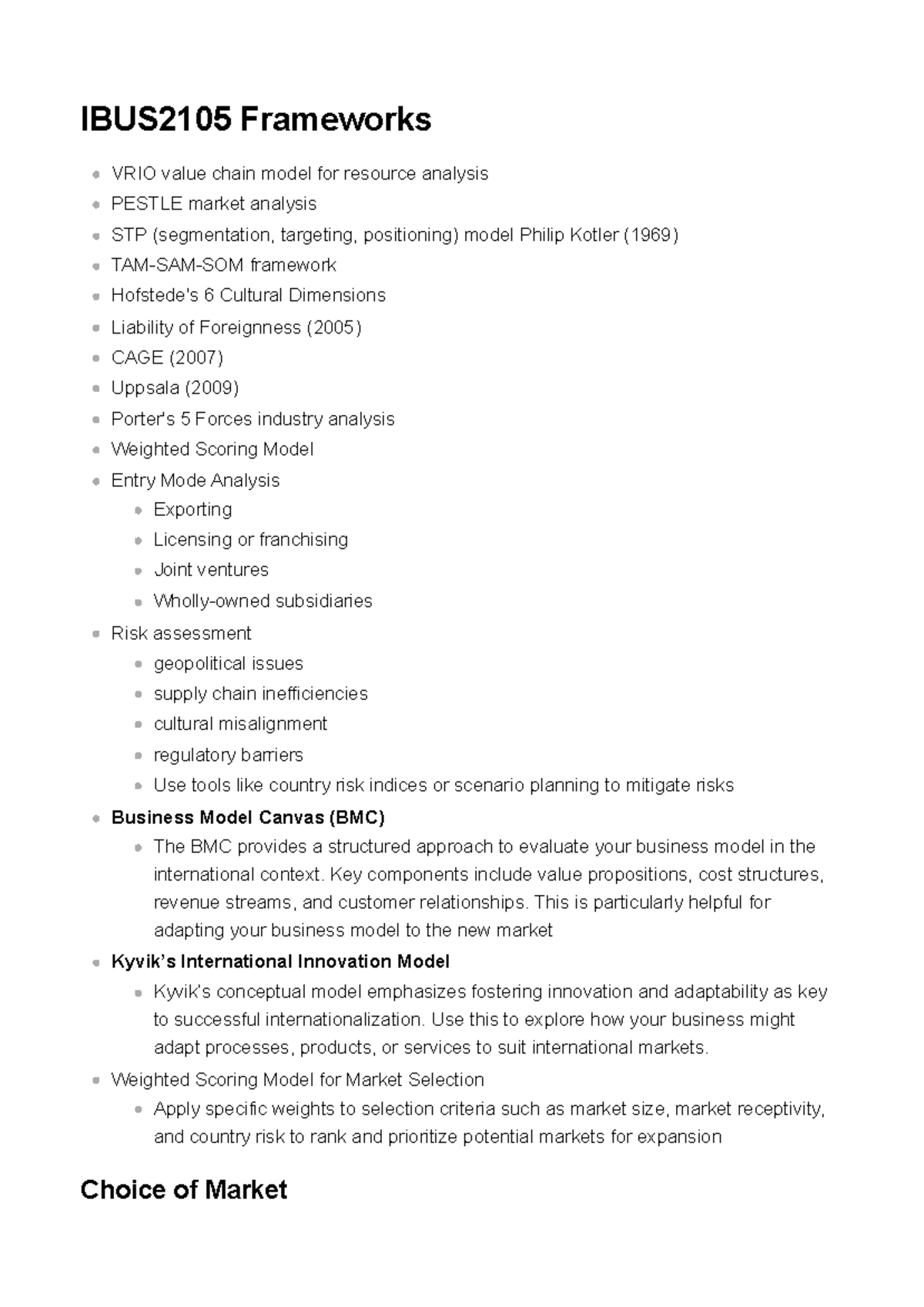 IBUS2105 Comprehensive Frameworks for International Business Analysis ...
