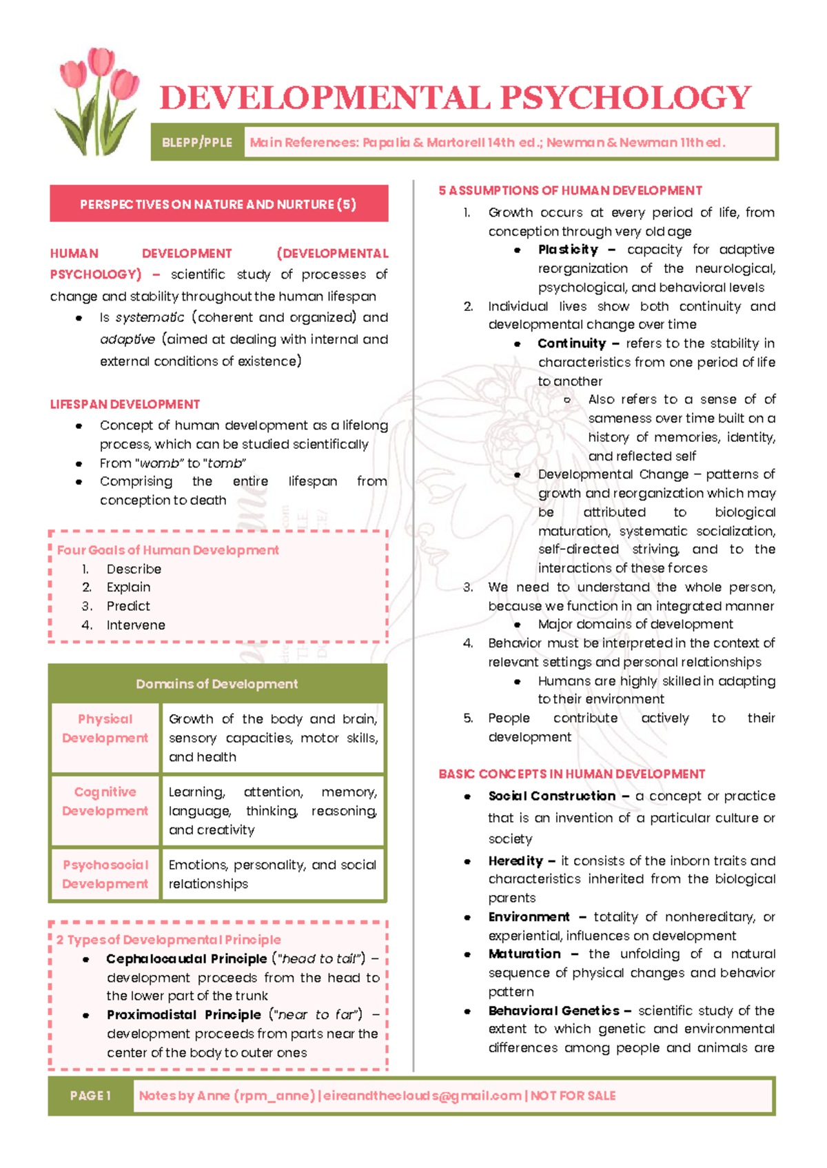 DEVELOPMENTAL PSYCHOLOGY TOS-Based Final Exam Review (Papalia Martorell ...