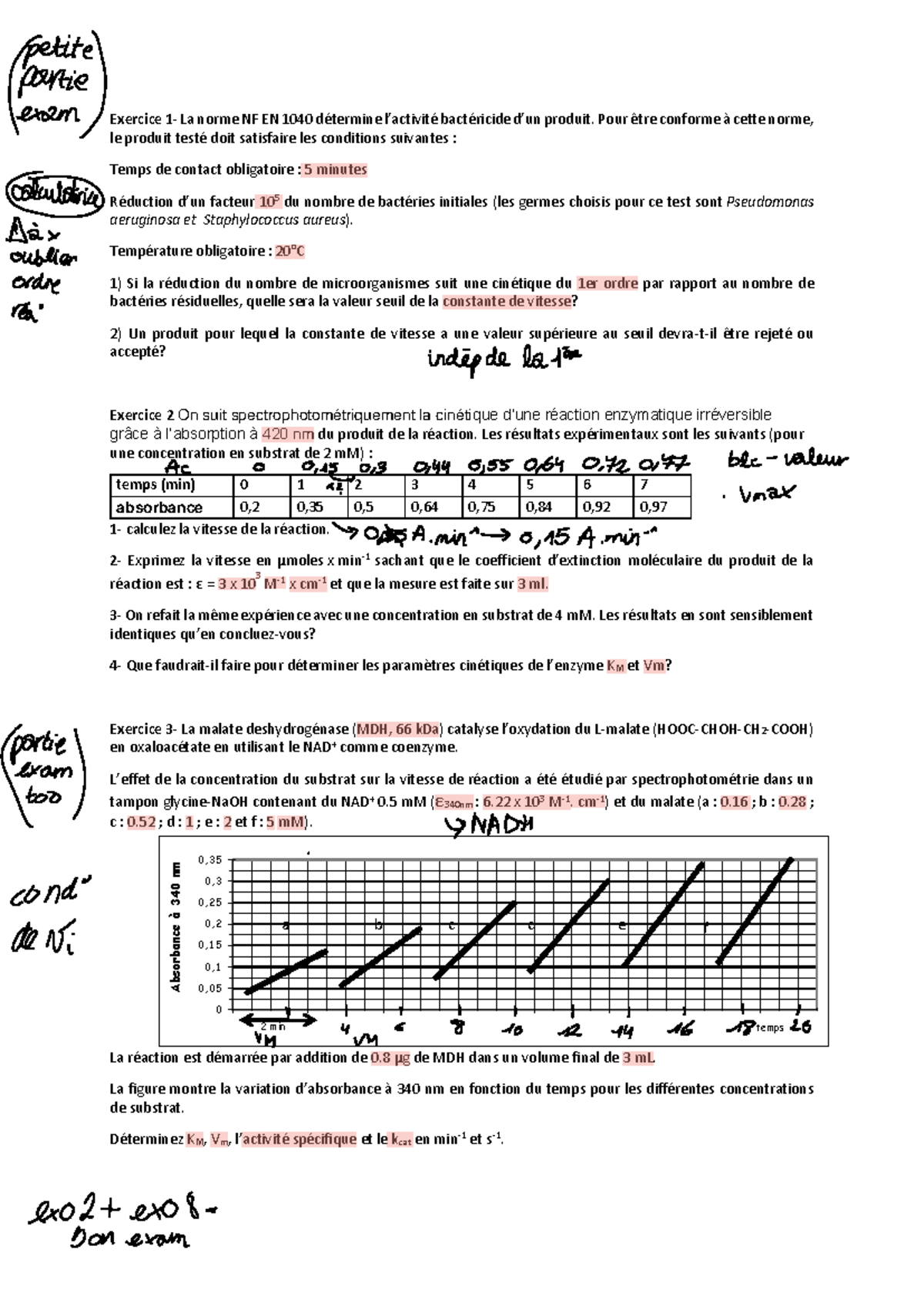Fascicule TD E1 2025 - Exercice sur la Norme NF EN 1040 et Cinétique ...