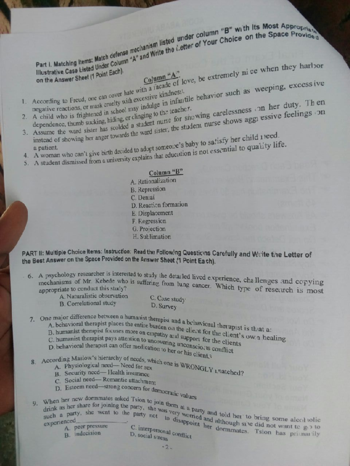 Psychology Final Exam Study Guide 2 (AAU) - Studocu