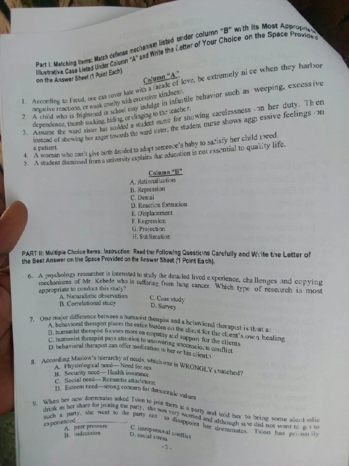 Psychology - Unit 2 - Psychology UNIT – 2: SENSATION & PERCEPTION ...