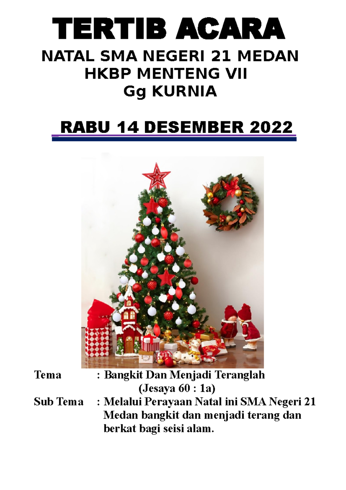 Tertib Acara Perayaan Natal di SMA Negeri 21 Medan 2022 - Studocu