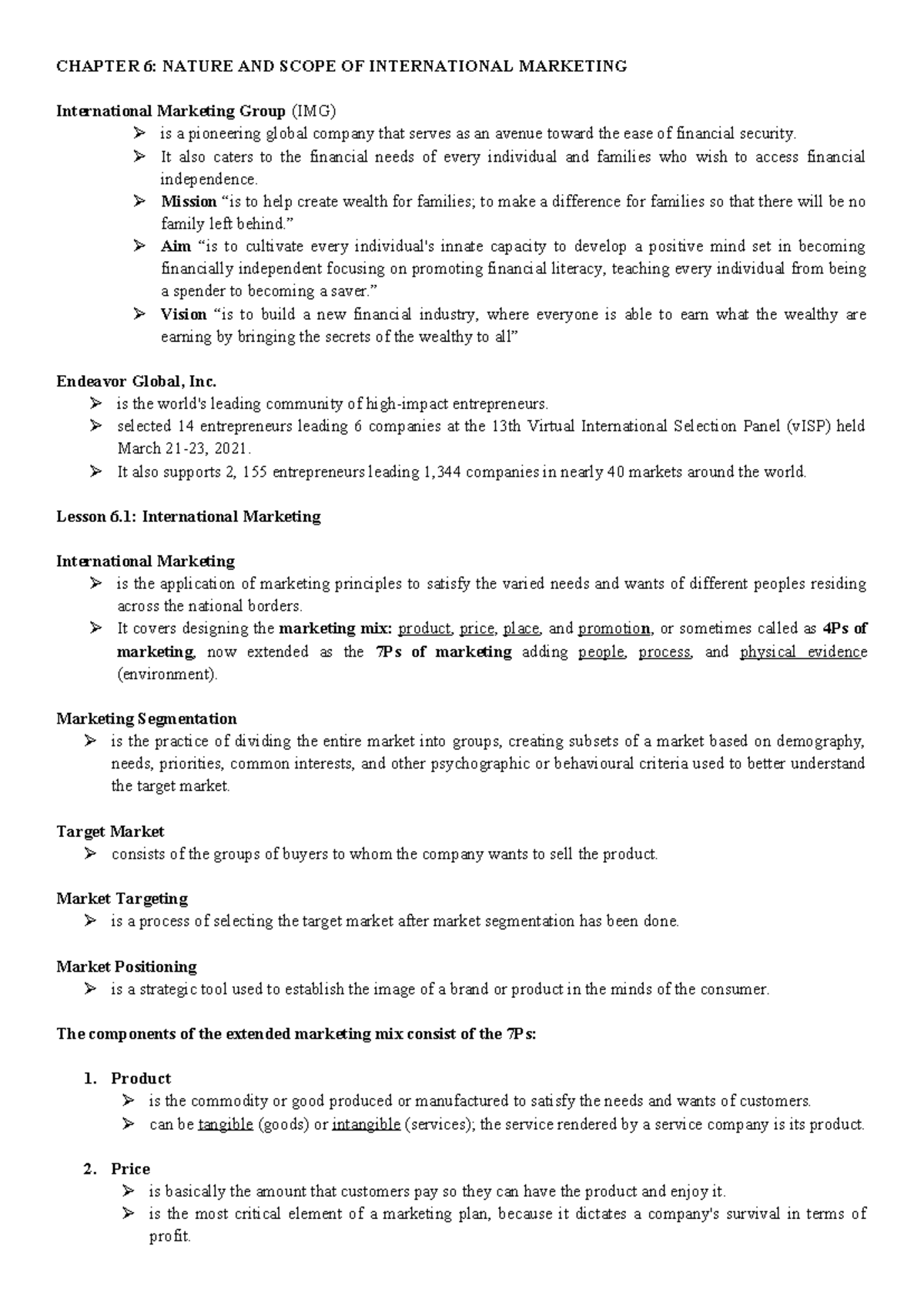 International Marketing Concepts - IBT-Reviewer - Studocu
