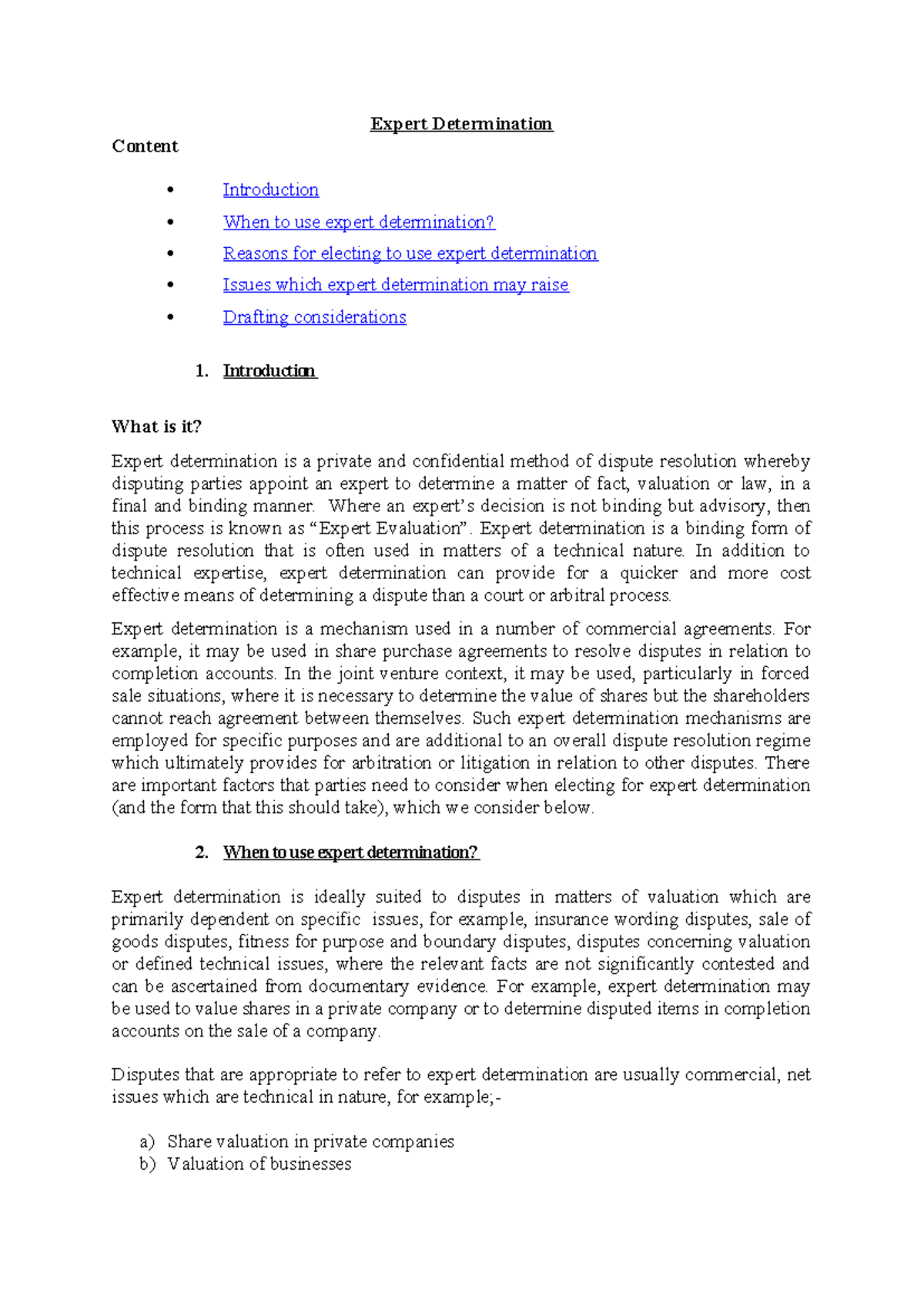 Expert Determination Overview LDC Guide March 2025 - Studocu