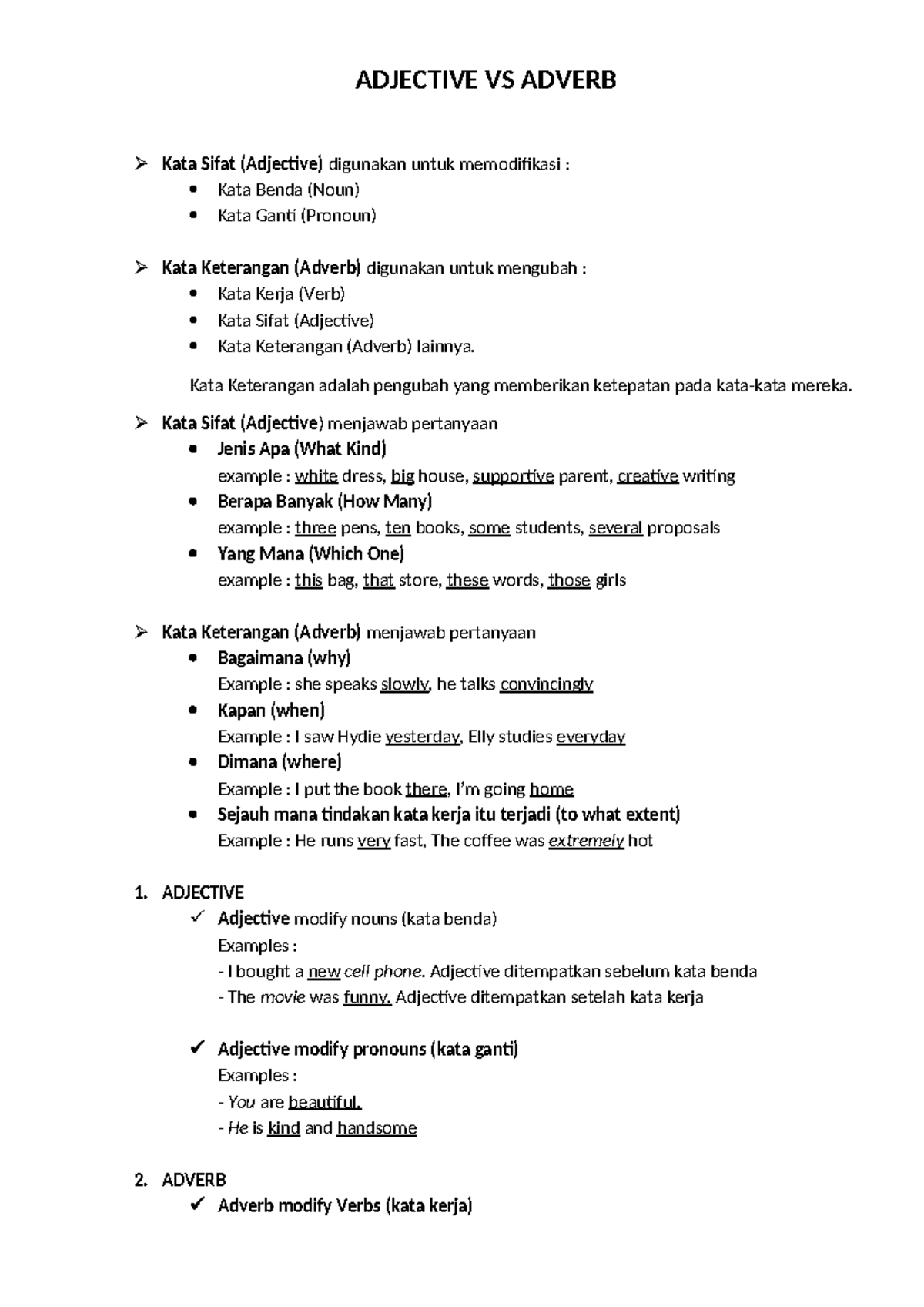 Adjective & Adverb Overview - English Summary (ENG101) - Studocu