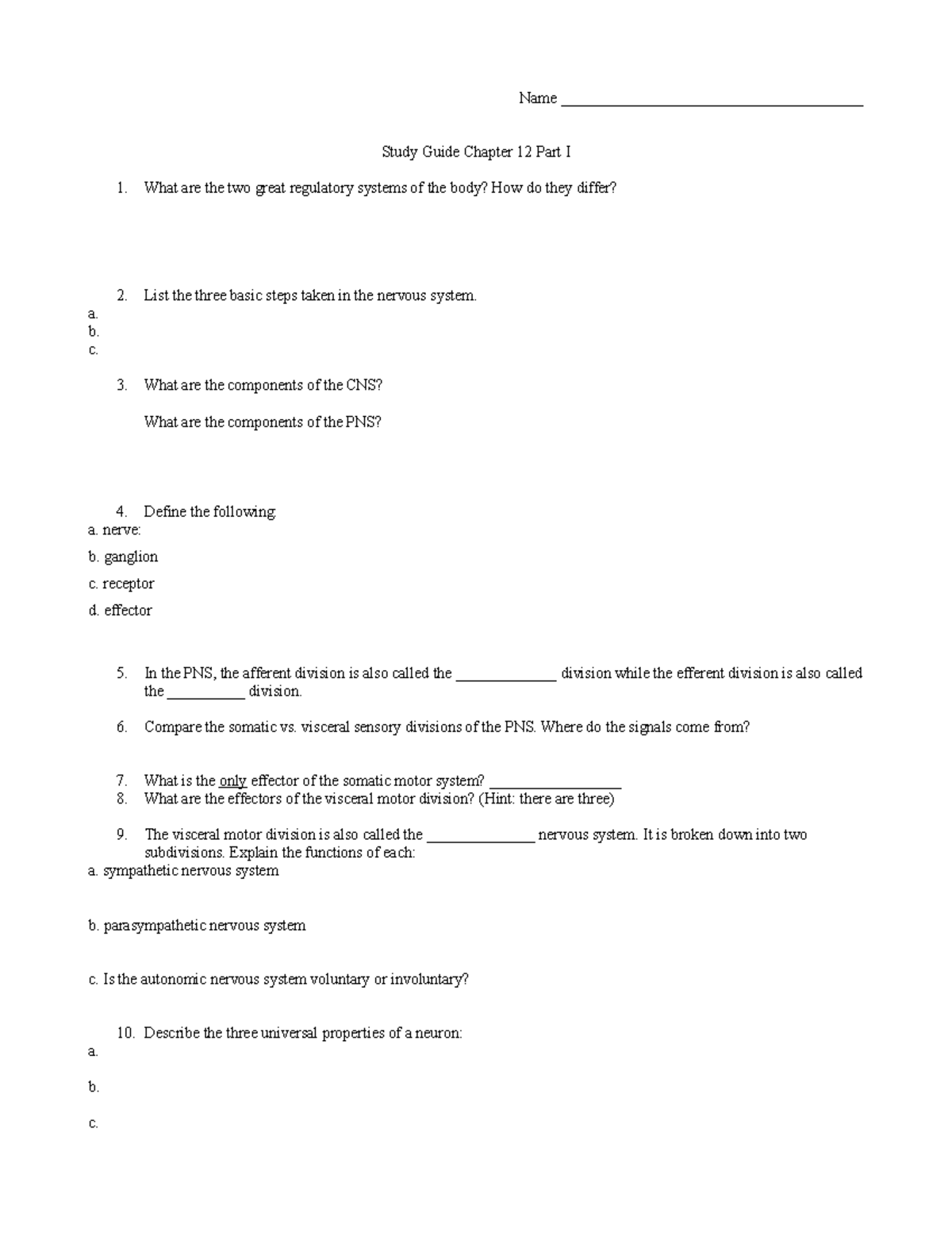 Study Guide for Course Code: Name Chapter 12 Overview and Key Concepts ...
