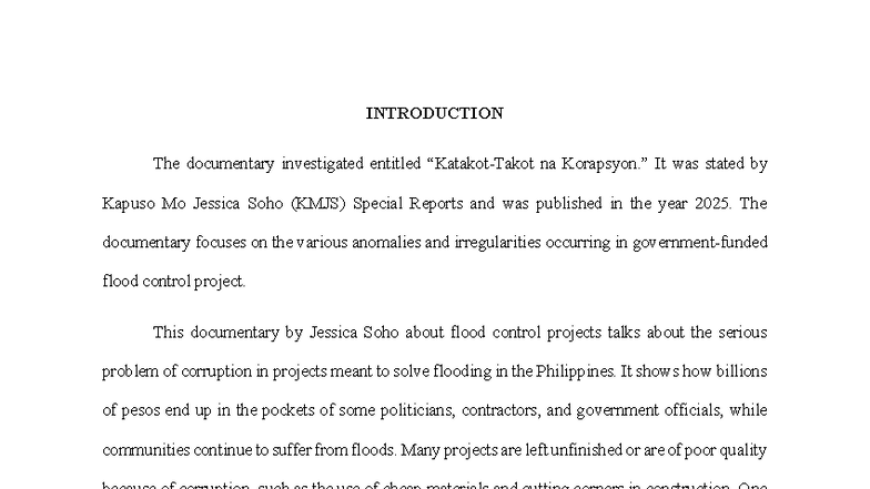 KMJS Special Report: Corruption in Flood Control Projects (2025) - Studocu