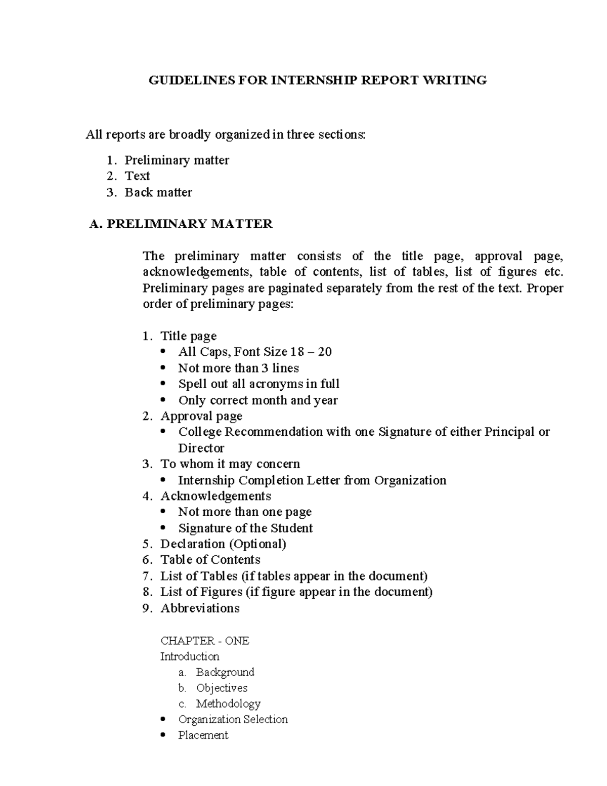 BIM 101: Guidelines for Writing an Internship Report - Studocu