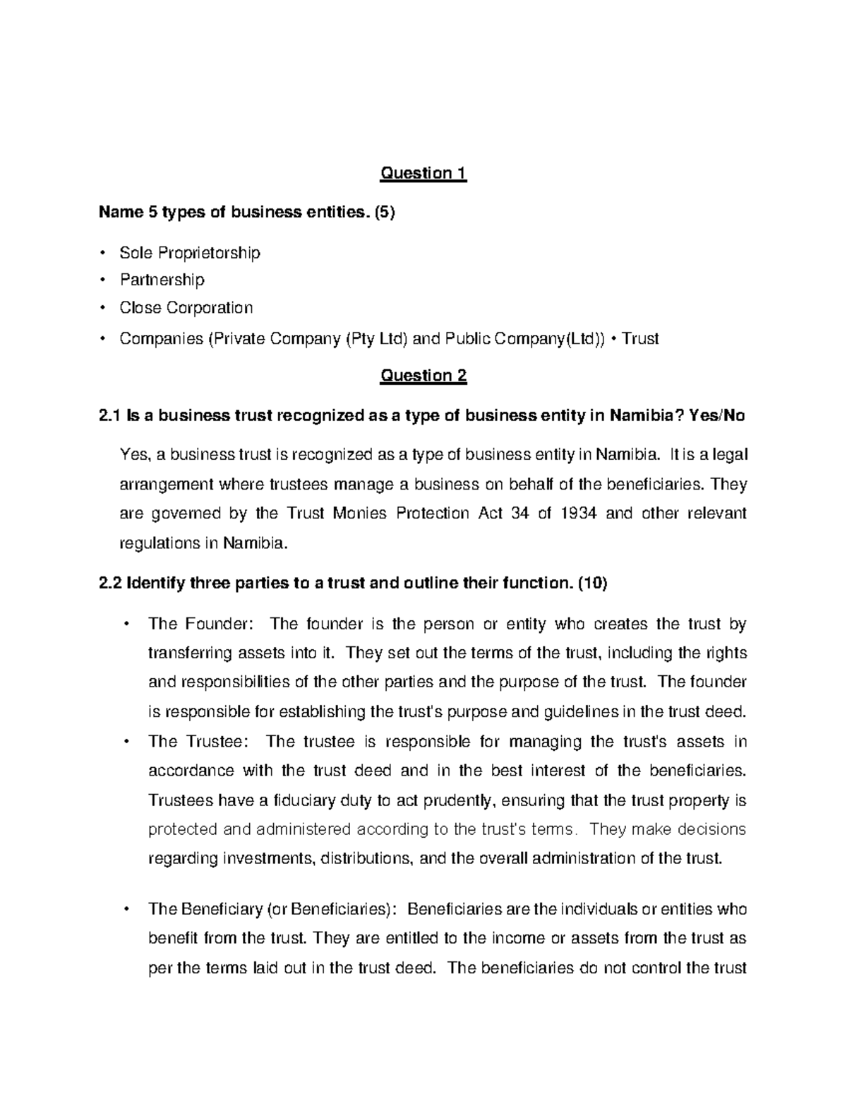 LAW OF BUSINESS ENTITIES: Types, Trusts, and Corporate Structures (BUS ...