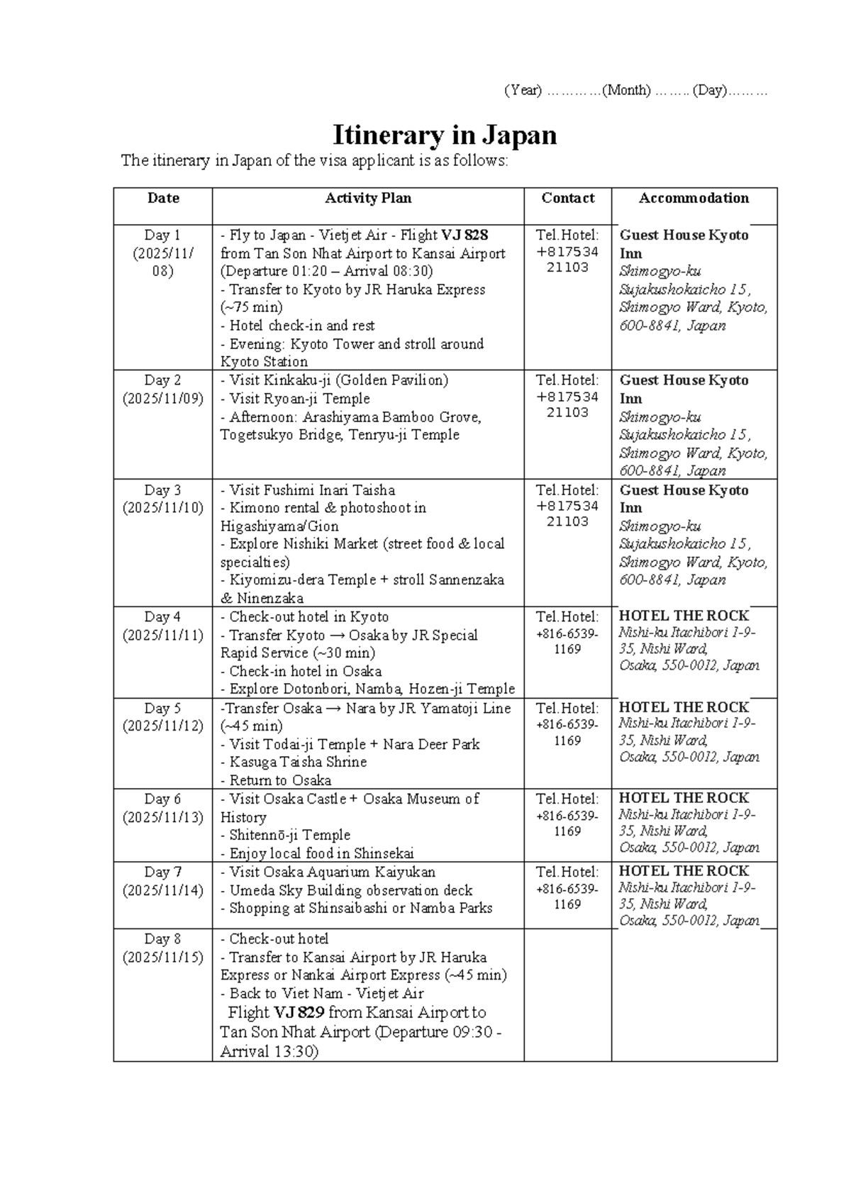 Japan Travel Itinerary - VJ 21103 - Studocu