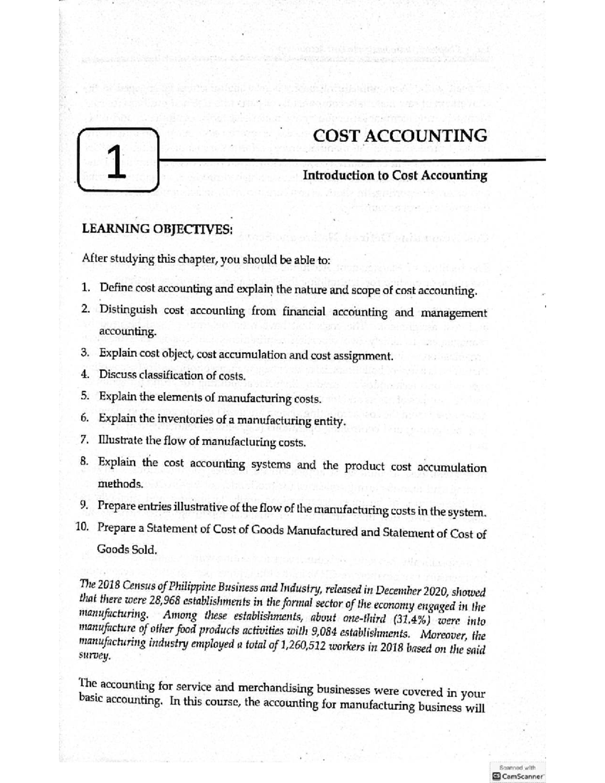 COST ACCOUNTING 1: Introduction to Cost Accounting Concepts and Methods ...