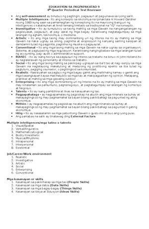 ESP Q4 -W1 - ESP 9 Quarter 4 - Edukasyon sa Pagpapakatao - Studocu