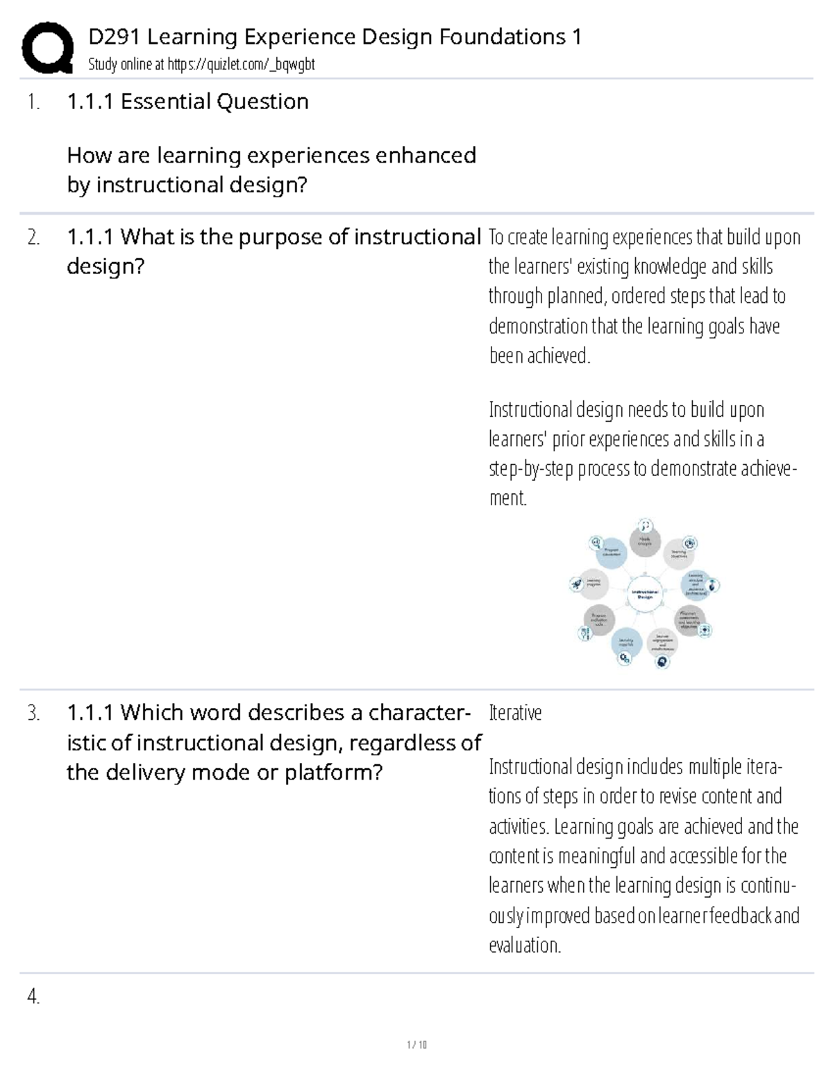 D291 Learning Experience Design Foundations 1 Study Guide - Studocu