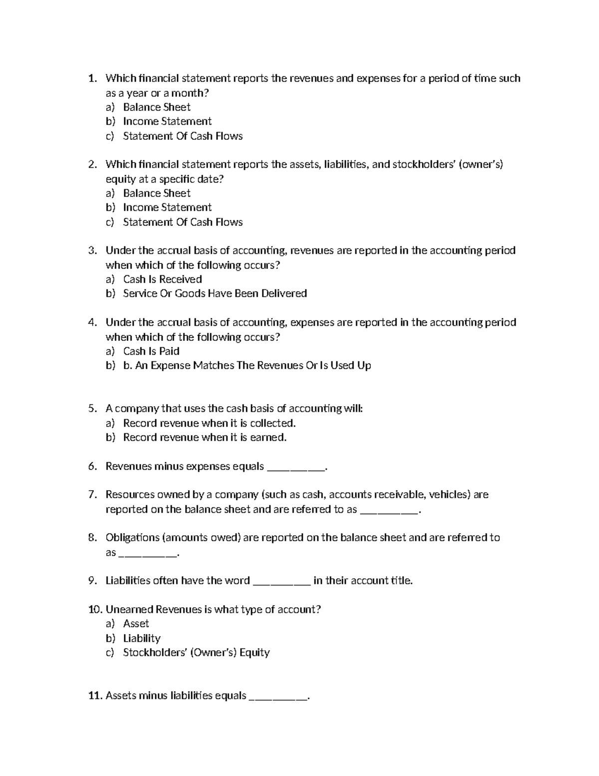 Quiz 1: Fundamental Concepts in Basic Accounting (ACCT 101) - Studocu