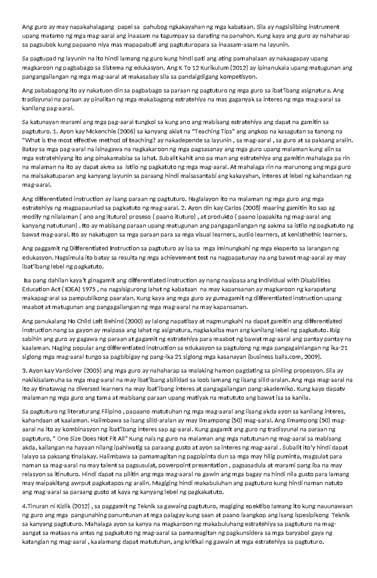 Mga Estratehiya ng Pagtuturo: Pagsusuri sa Papel ng Guro sa K12 ...