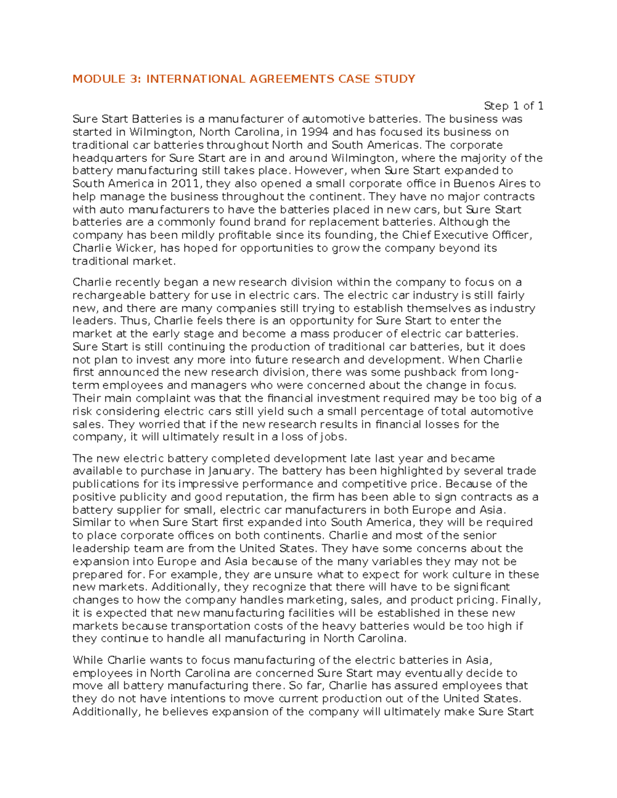 D080 Module 3: International Agreements Case Study Analysis - Studocu