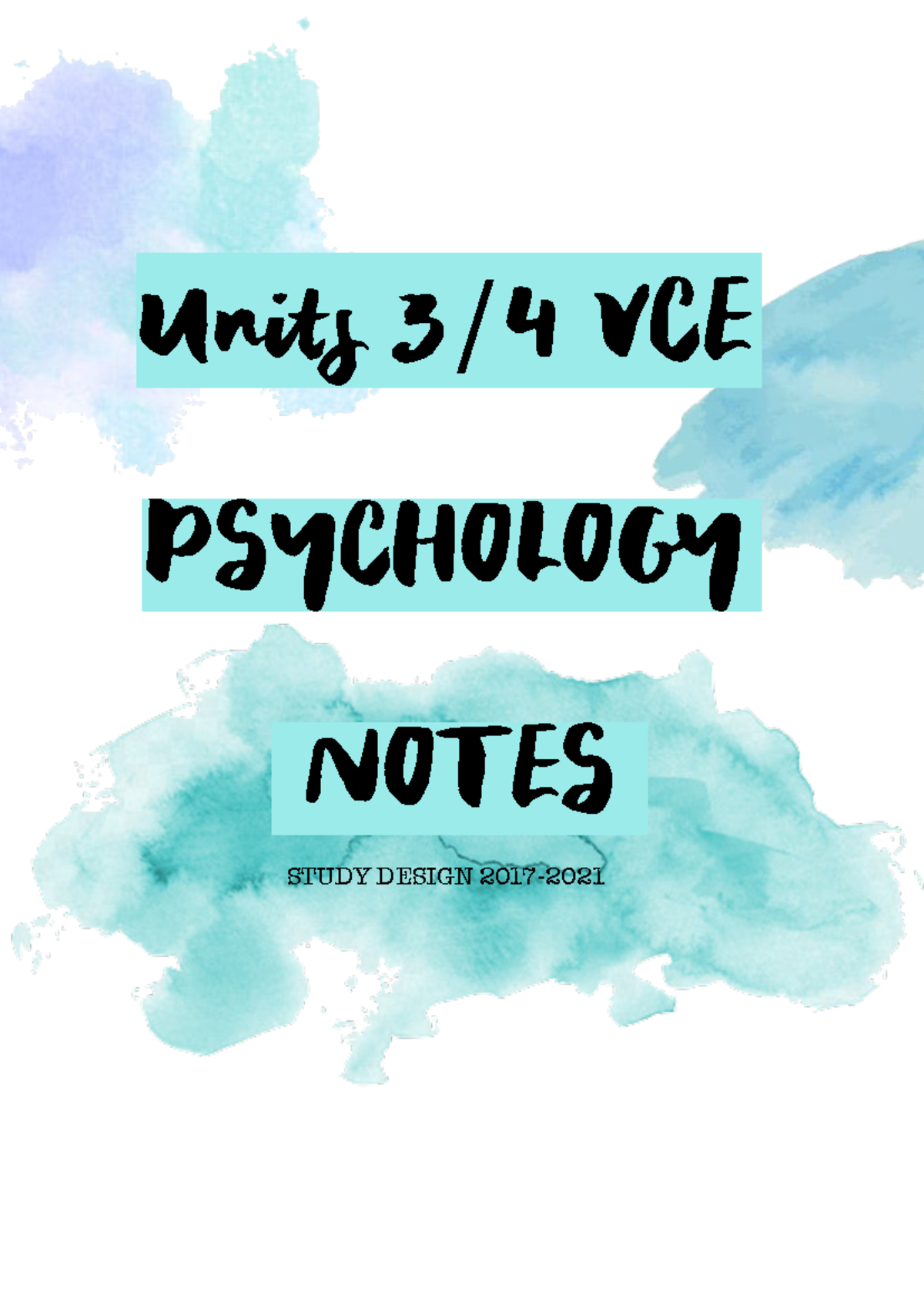 Psychology UNIT 3/4 Notes - michelle nguyen Units 3/4 VCE PSYCHOLOGY ...