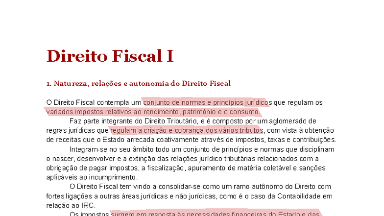Direito Fiscal I - Apontamentos de Aula sobre Normas e Princípios - Studocu