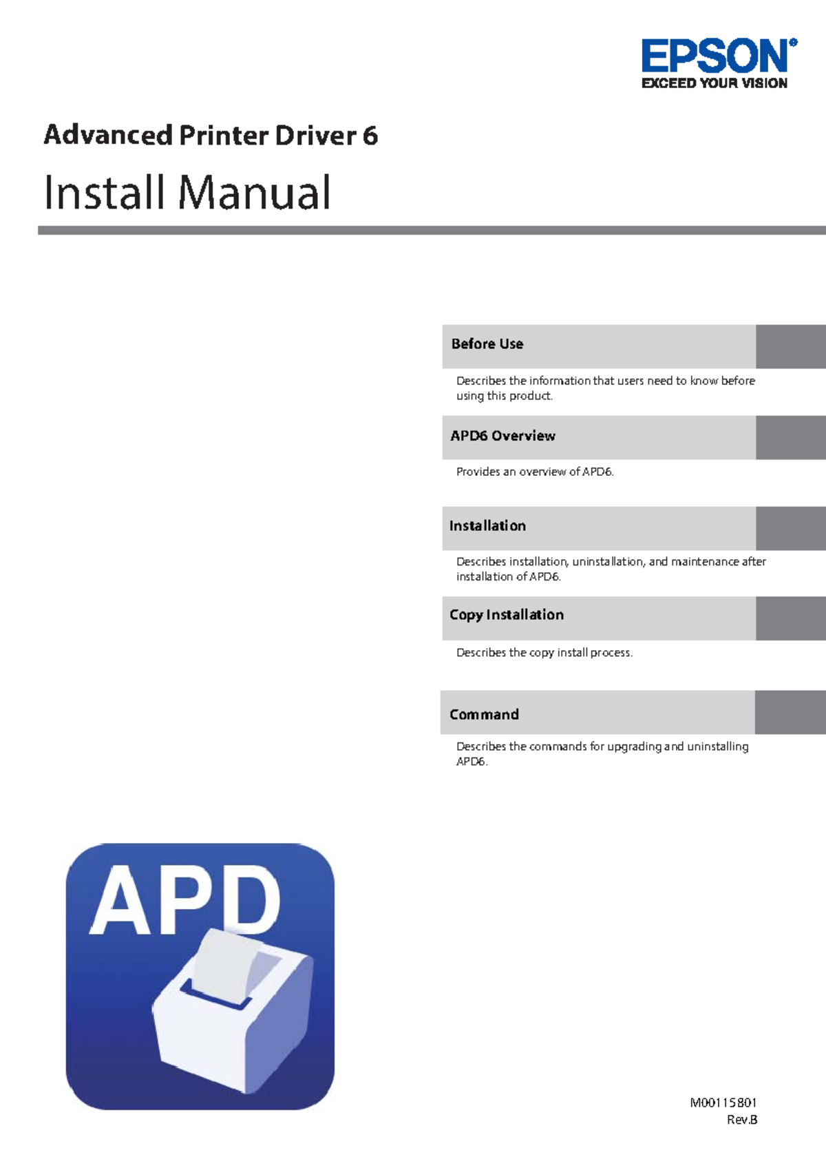 APD6 Install Manual Rev. B for Epson Advanced Printer Driver - Studocu