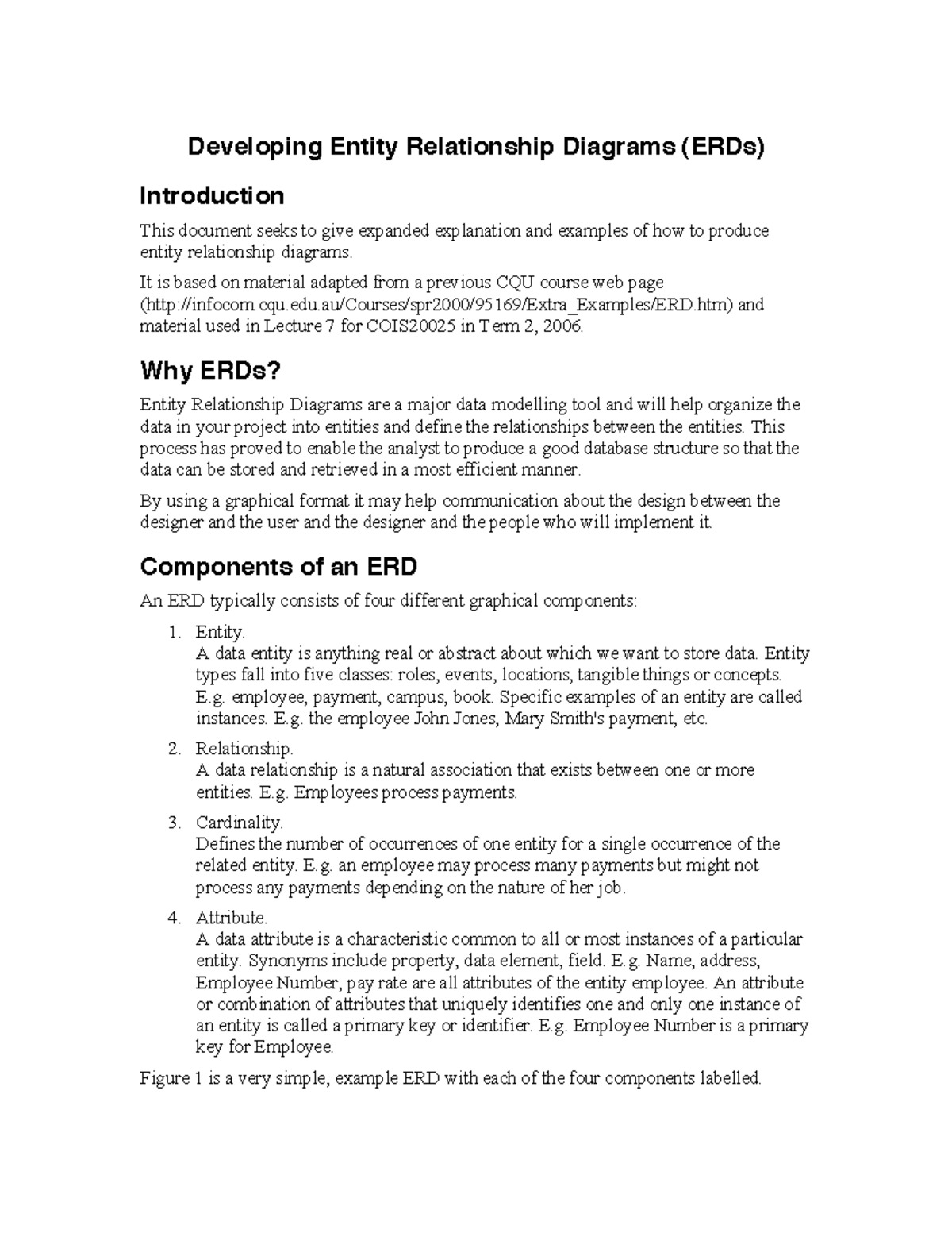 Steps to develop ERD - Developing Entity Relationship Diagrams (ERDs ...