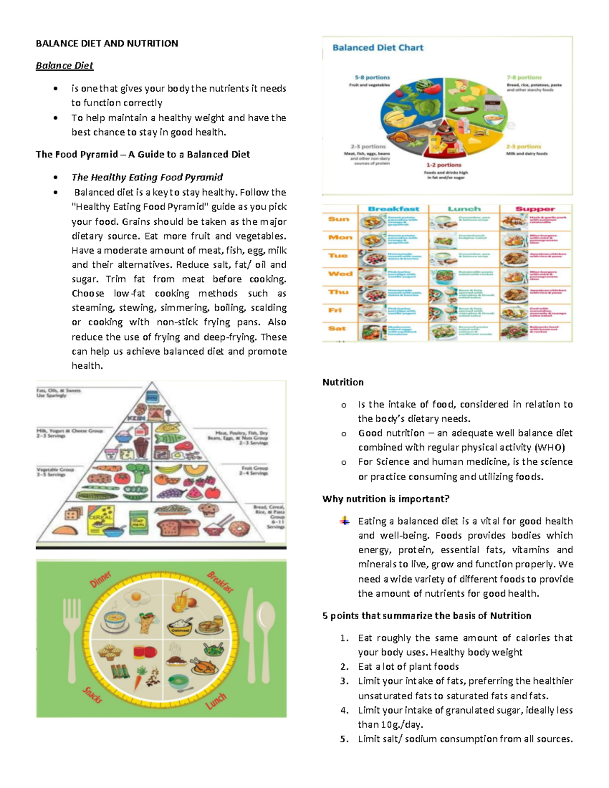 Balance DIET AND Nutrition - BALANCE DIET AND NUTRITION Balance Diet ...