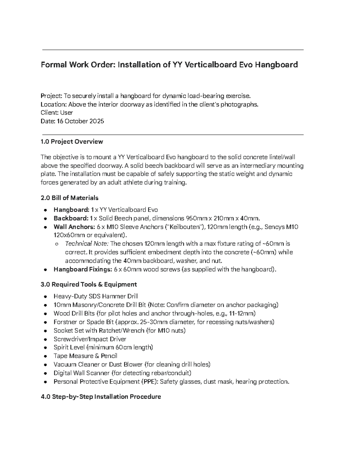 Installation Guide: YY Verticalboard Evo Hangboard Project - Studocu
