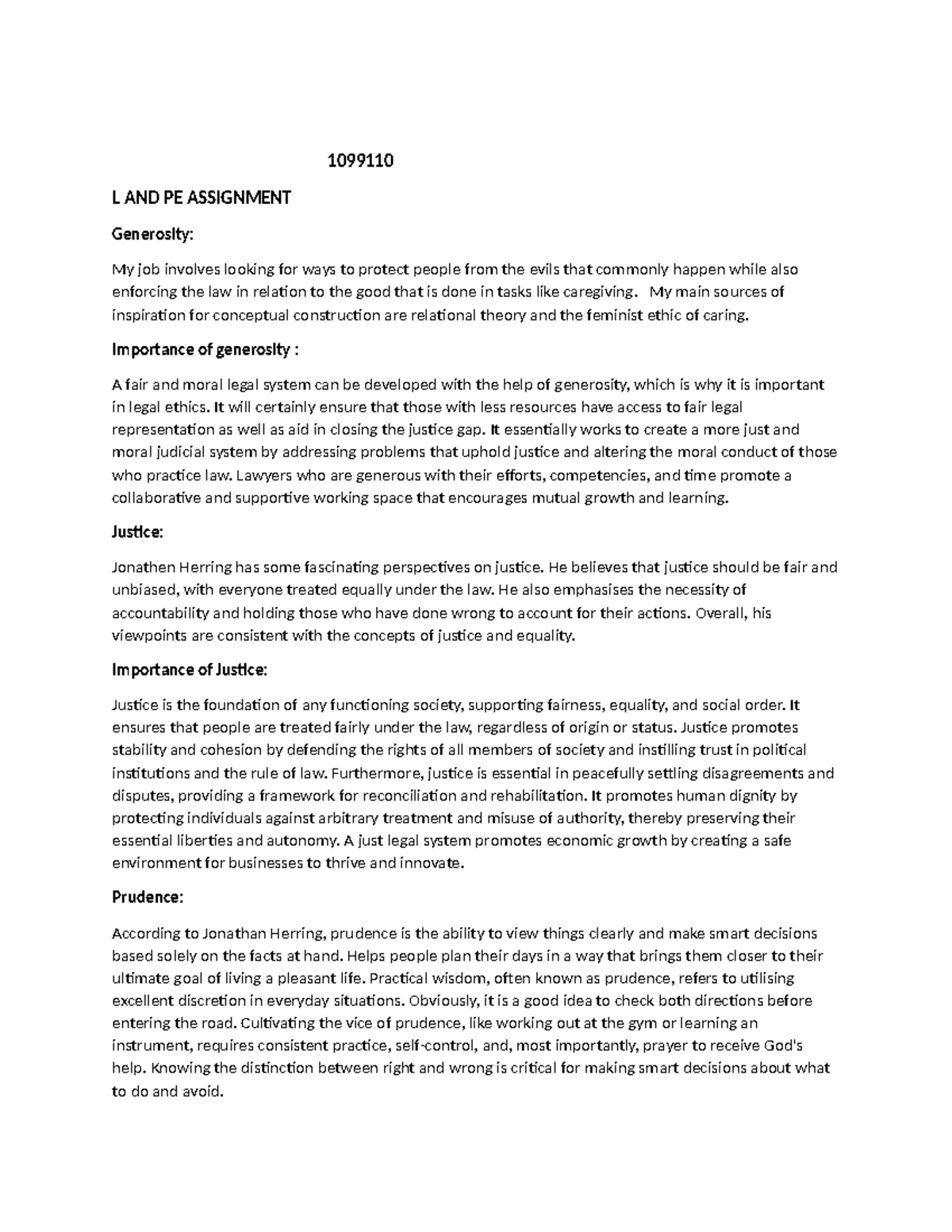 1099110 (L and PE) - a detailed essay - 1099110 L AND PE ASSIGNMENT ...