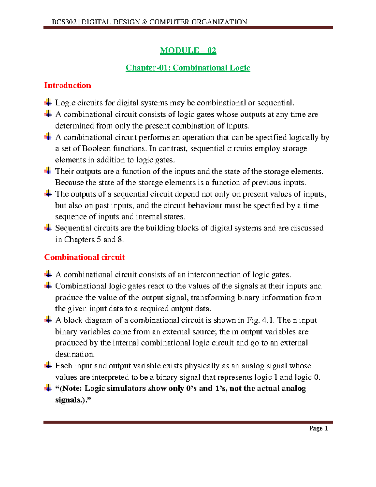 BCS302 DIGITAL DESIGN: Module 02 - Combinational Logic Overview - Studocu