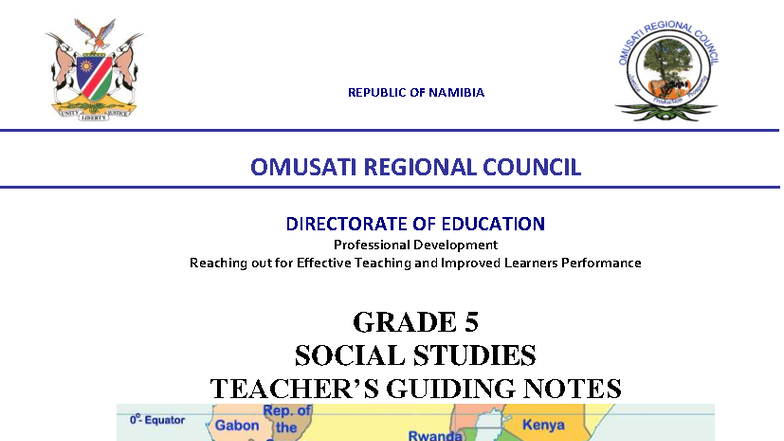 Grade 5 Social Studies Guiding Notes (2018) - Omusati Region - Studocu