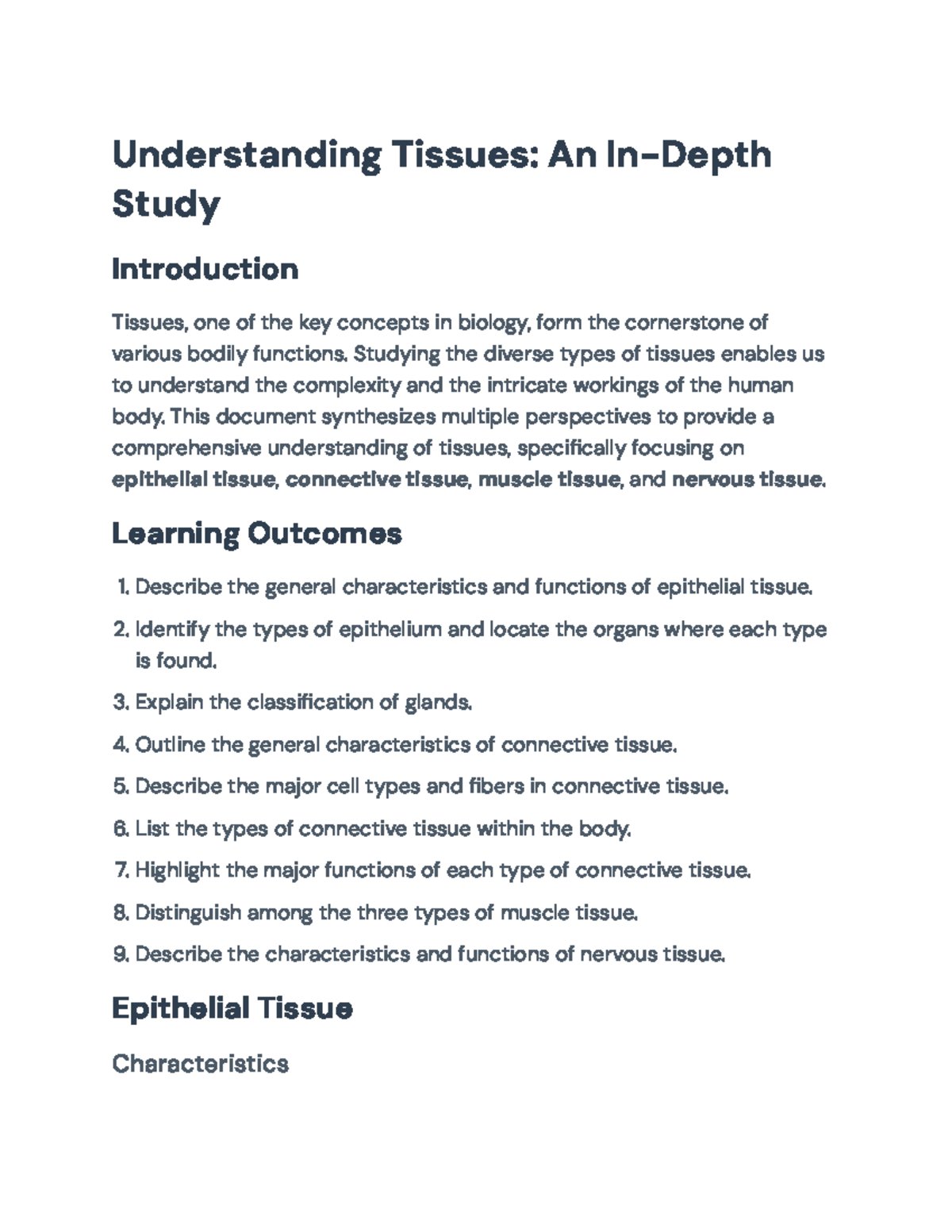 Understanding Tissues: Types, Functions & Characteristics in Biology - Understanding Tissues: An ...