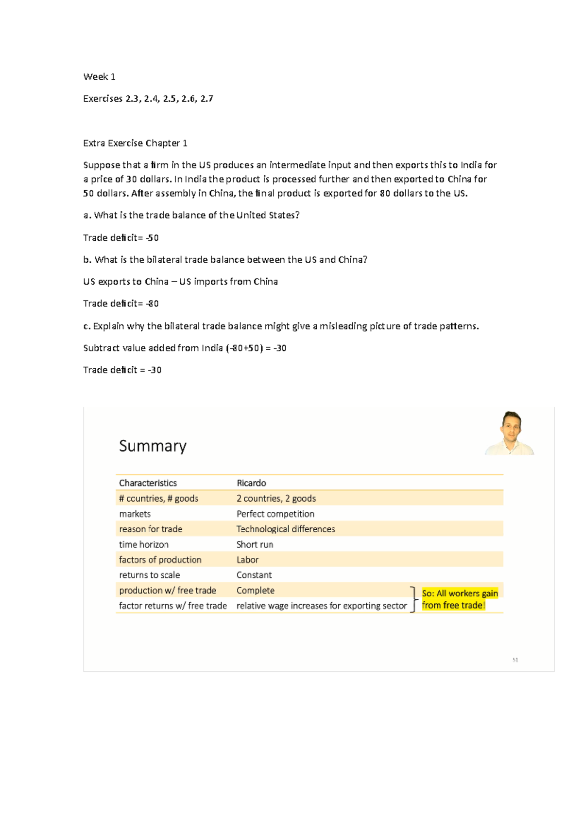Week 1 Tutorial Exercises - Trade Balance Analysis and Questions ...
